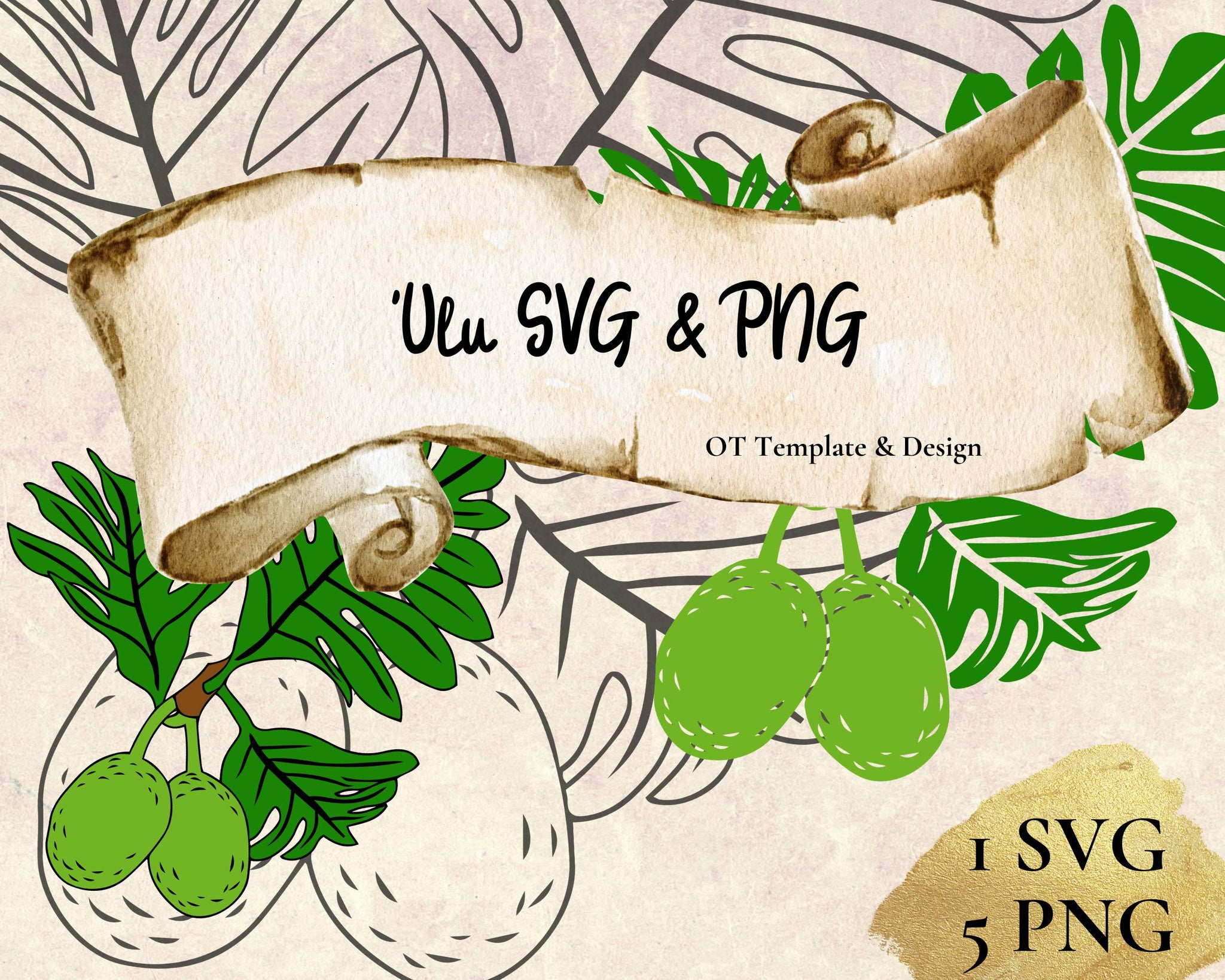 Ulu Breadfruit Bunch SVG PNG | Hawaiian Nature Clipart Bundle | Digita ...