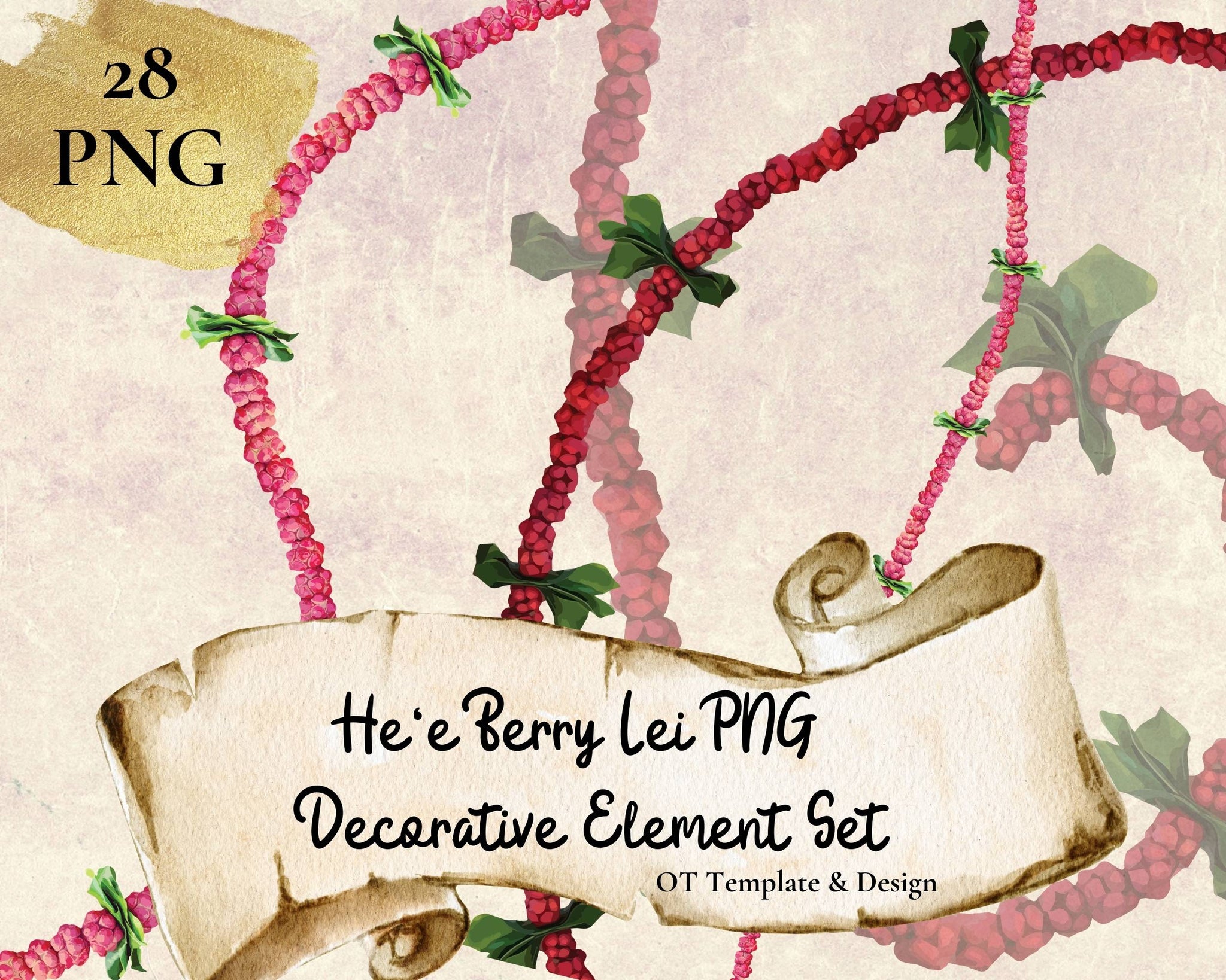 Hee Berry Lei | Hawaiian PNG Decorative Element Set | Digital Download ...