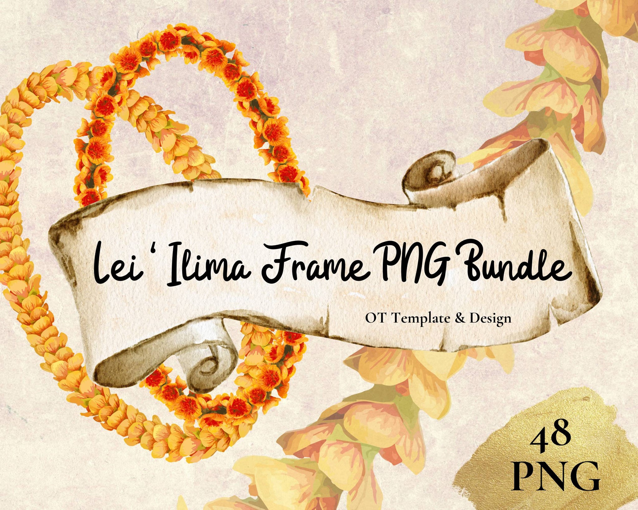 Ilima Lei | Hawaiian Frame PNG Bundle | Digital Download – onYva TECH