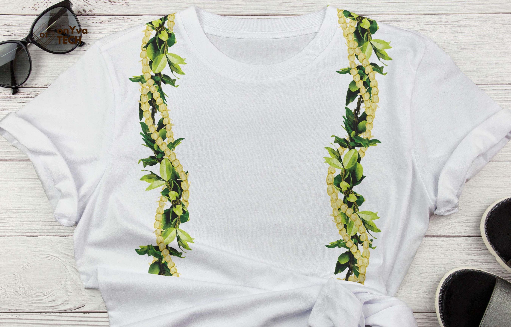 Maile Pikake 3-strand Open Lei | Hawaiian Frame PNG Bundle | Digital D ...