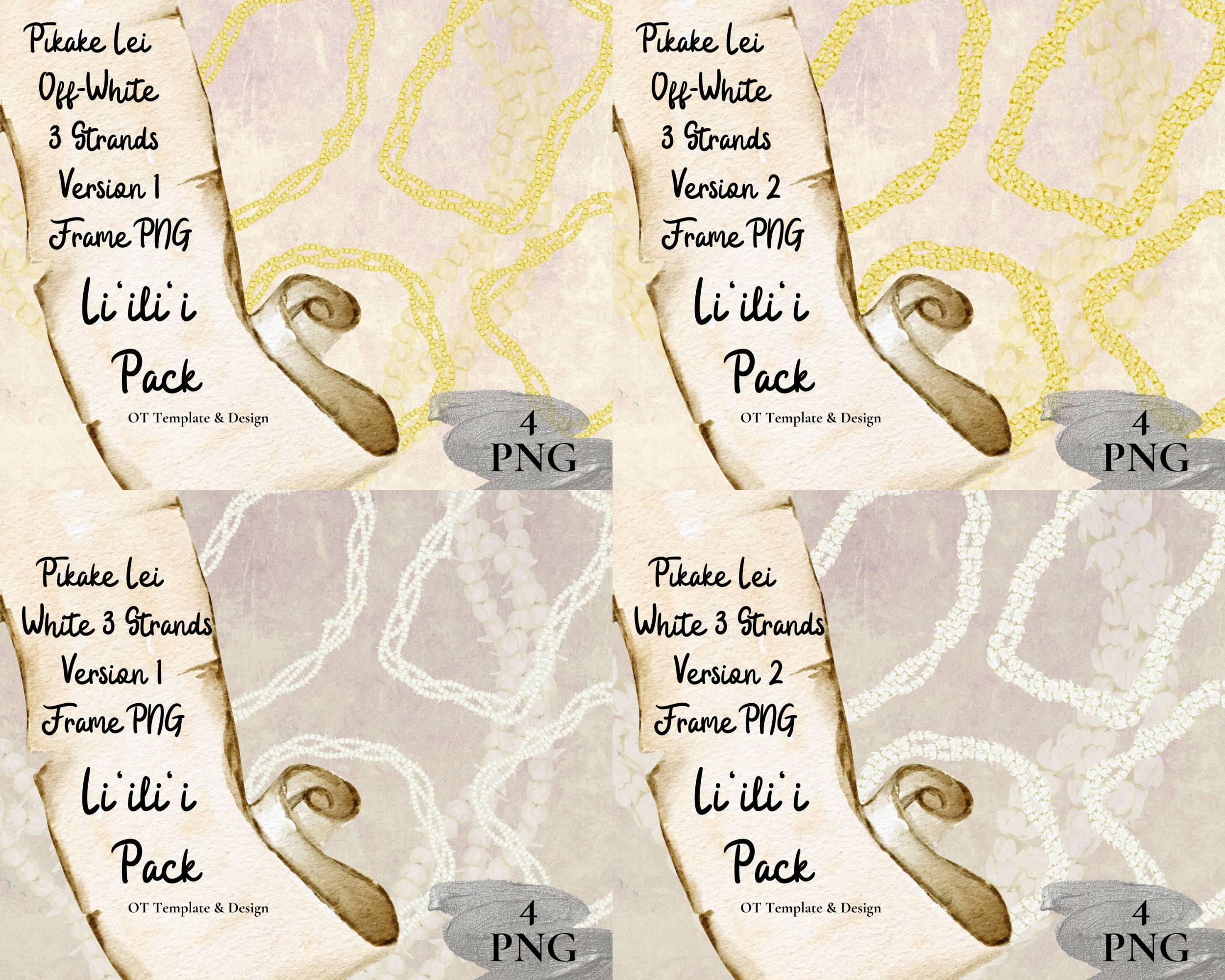 Pikake 3 Strand Twist Lei | Hawaiian Frame PNG Liʻiliʻi Pack | Digital ...