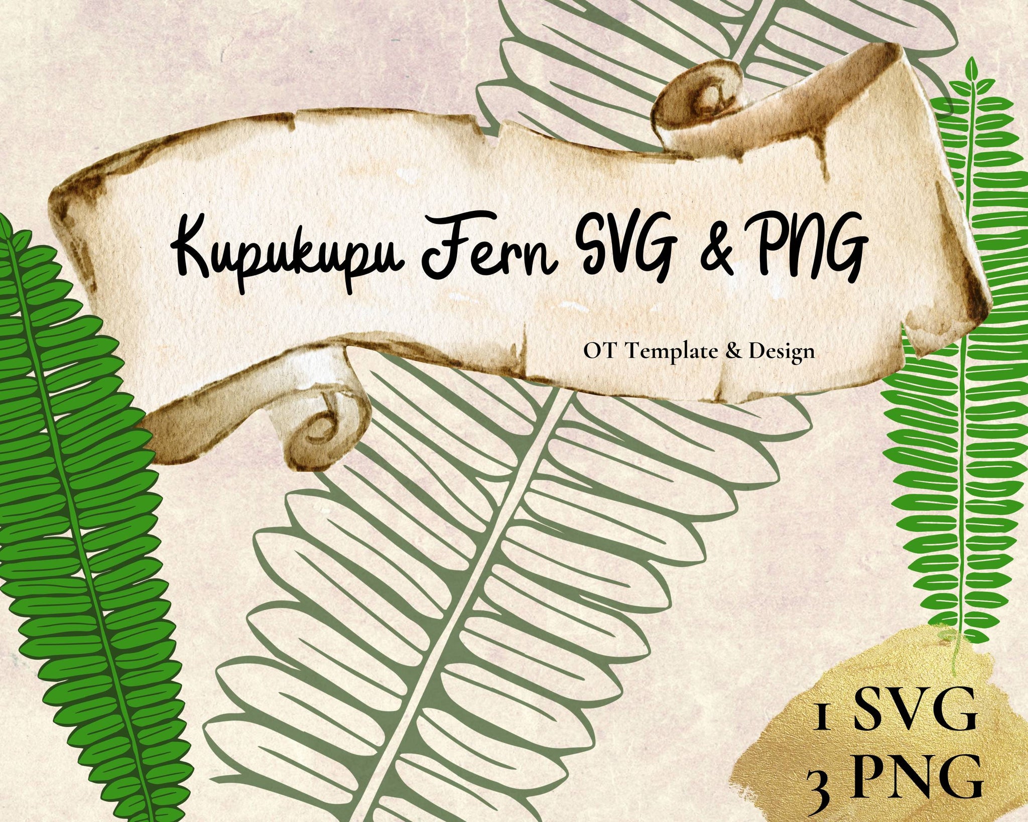 Kupukupu Fern, Boston or Sword Fern SVG PNG | Hawaiian Nature Clipart ...